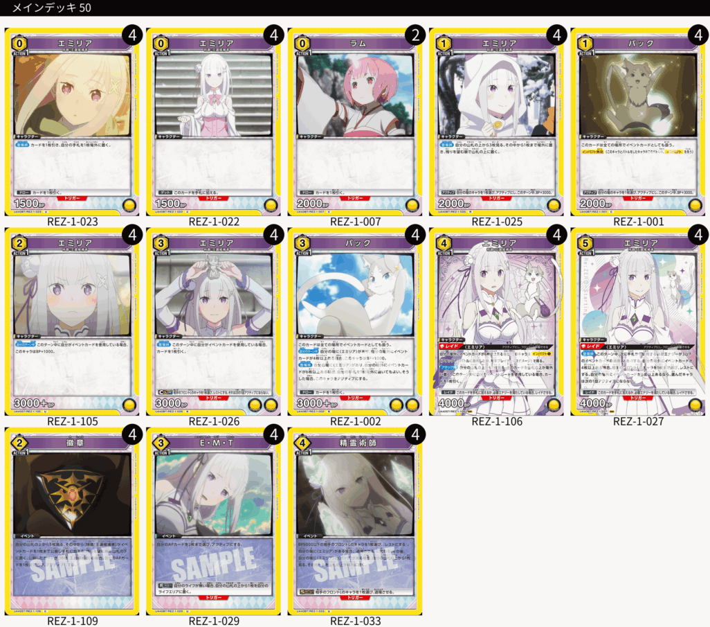 【ユニオンアリーナ】Re:ゼロのデッキリストと当たりカード【ユニアリ】 – TORECARDS